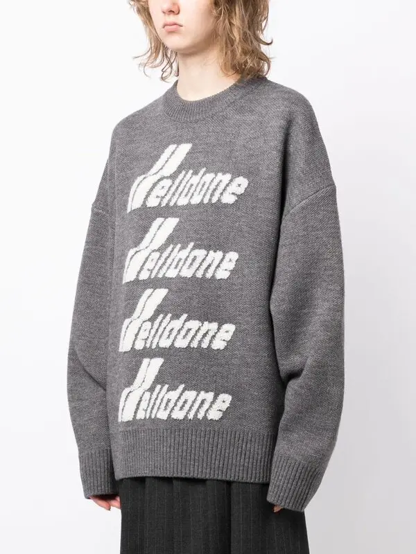 We11Done Intarsia-knit Logo Jumper - Grey