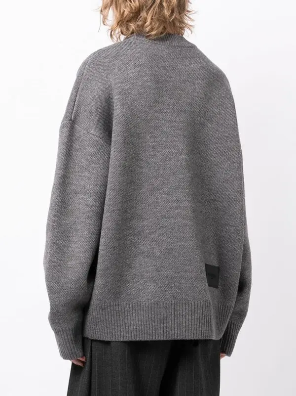 We11Done Intarsia-knit Logo Jumper - Grey