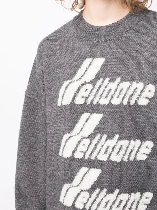 We11Done Intarsia-knit Logo Jumper - Grey
