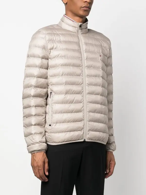 Tommy Hilfiger Logo-patch Zipped Puffer Jacket - Neutrals