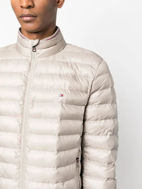 Tommy Hilfiger Logo-patch Zipped Puffer Jacket - Neutrals