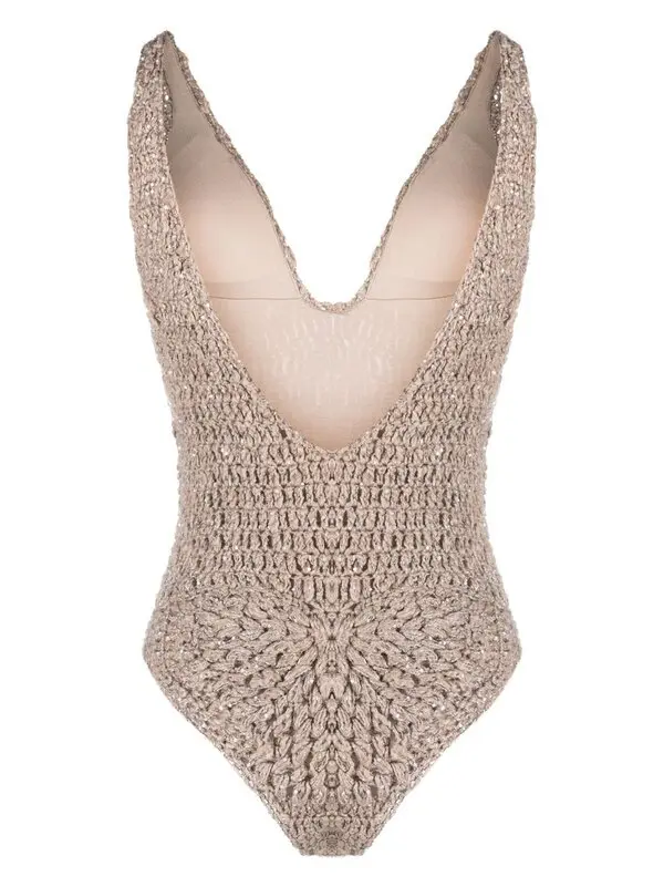 Brunello Cucinelli Crochet-knit U-neck Swimsuit