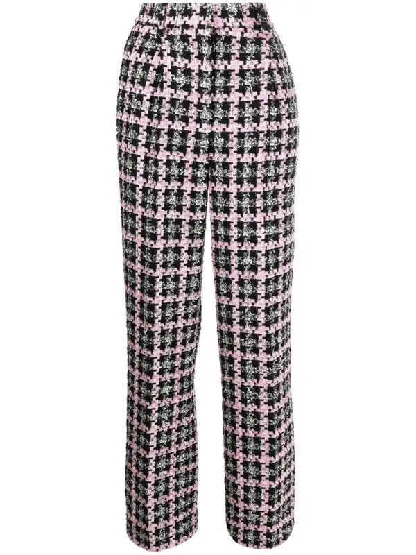 MSGM High-waisted Tweed Trousers - Black
