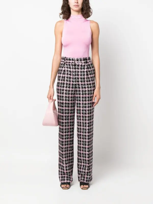 MSGM High-waisted Tweed Trousers