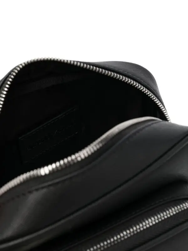 Emporio Armani Logo-plaque Leather Messenger Bag - Black