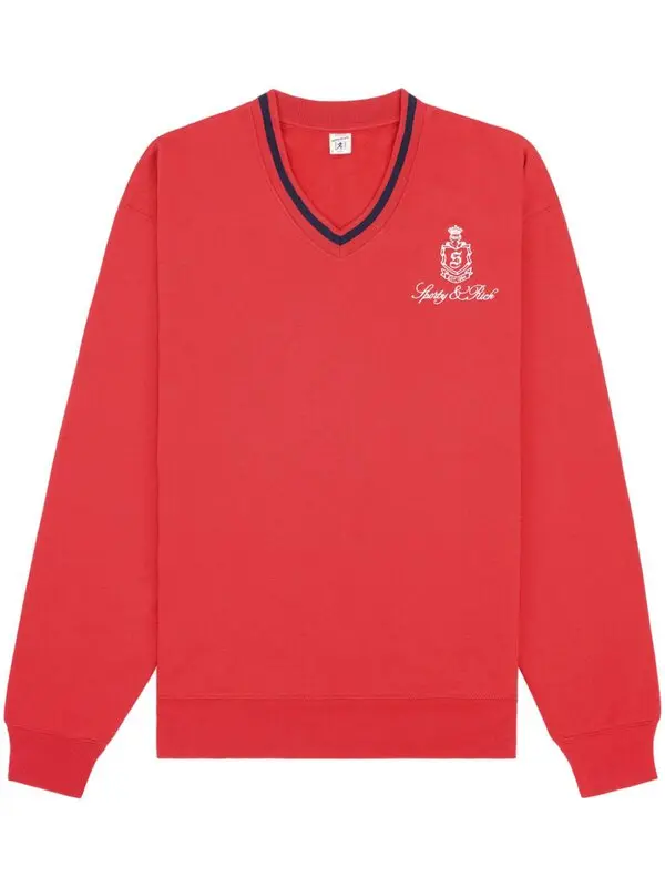 SPORTY & RICH Embroidered-logo Cotton Sweatshirt