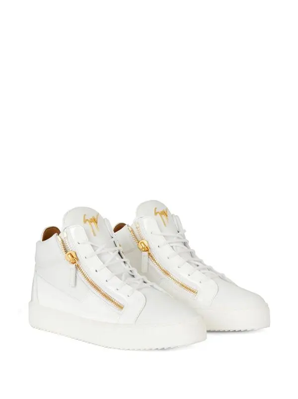GIUSEPPE ZANOTTI Kriss Mid-top Leather Sneakers - White