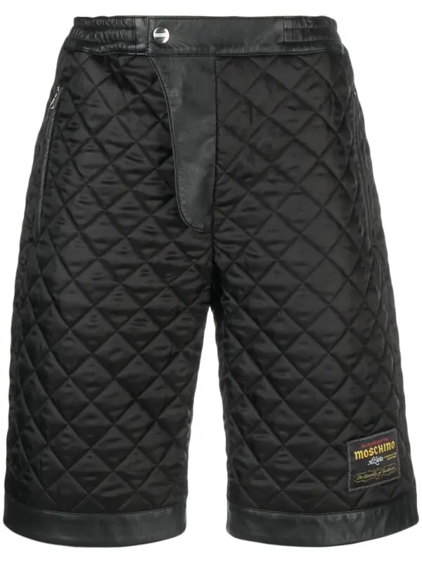 Moschino Patch Diamond Quilted Shorts - Black