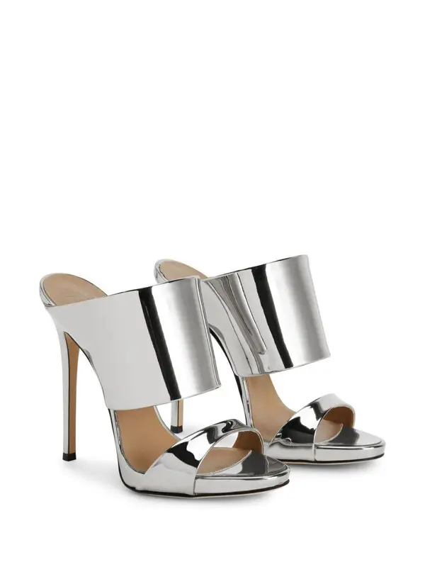 GIUSEPPE ZANOTTI Andrea Leather Sandals - Silver