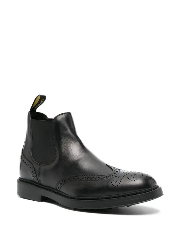 DOUCAL'S Perforated Leather Ankle Boots - Black