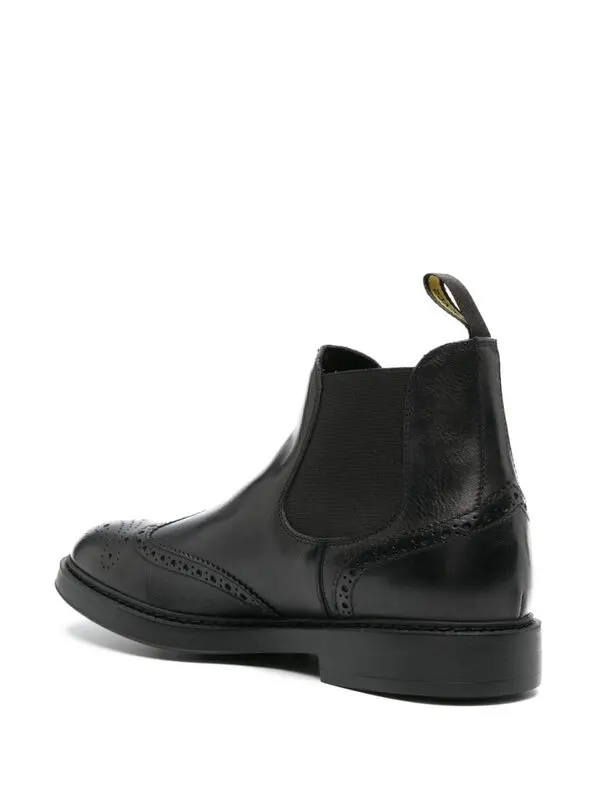 DOUCAL'S Perforated Leather Ankle Boots - Black