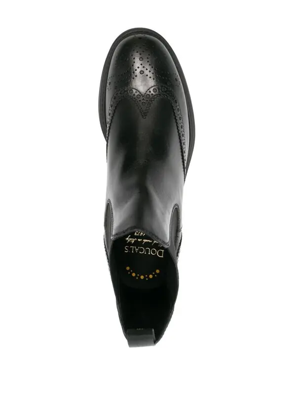 DOUCAL'S Perforated Leather Ankle Boots - Black