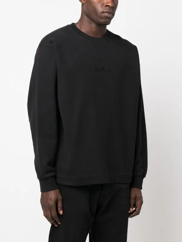 Stone Island Logo Embroidered Cotton Sweatshirt
