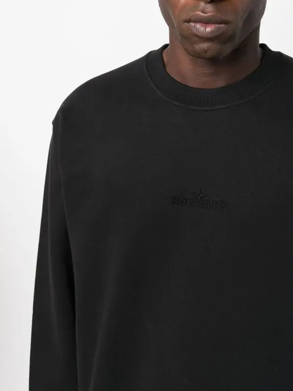 Stone Island Logo Embroidered Cotton Sweatshirt
