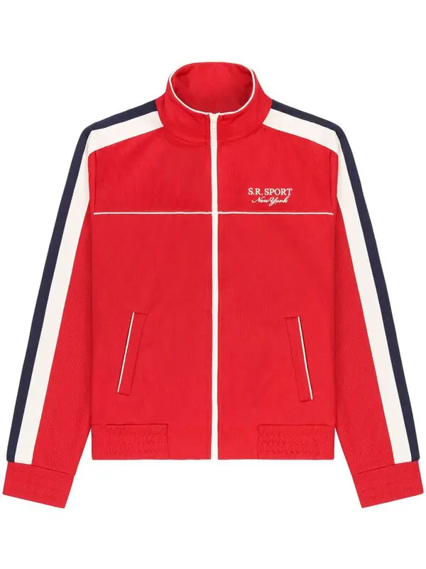 SPORTY & RICH Stripe-detail Zip-up Track Jacket - Red