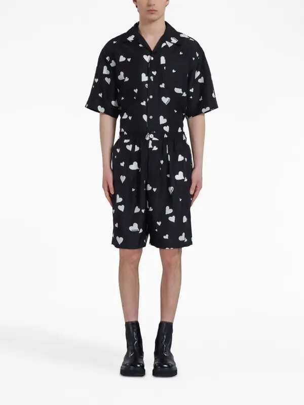 Marni Heart Print Silk Shorts