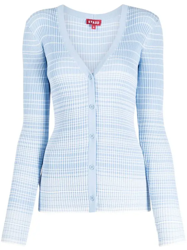 Staud Cargo Sweater Striped Ribbed-knit Cardigan
