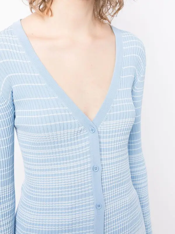 Staud Cargo Sweater Striped Ribbed-knit Cardigan
