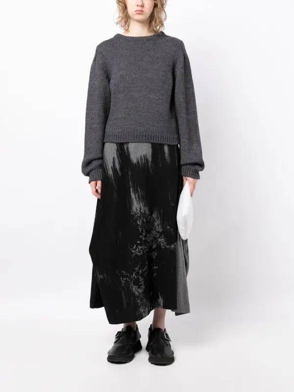 Y’s Abstract-pattern Draped Skirt