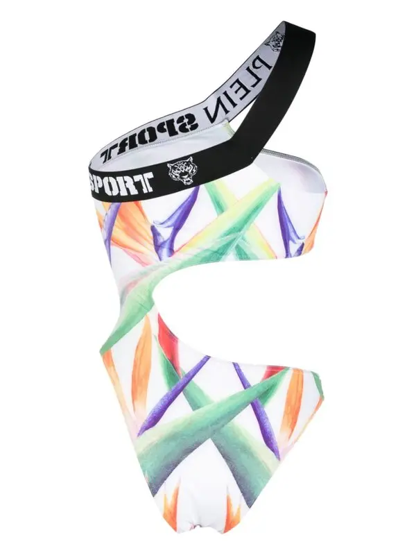 PLEIN SPORT Graphic-print One-shoulder Swimsuit