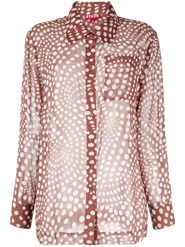 Staud Graphic-print Semi-sheer Shirt