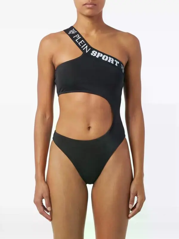PLEIN SPORT Logo-tape One-shoulder Swimsuit