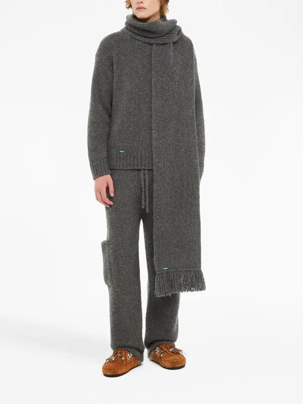 Alanui A Finest Ribbed Fringed Scarf - Grey