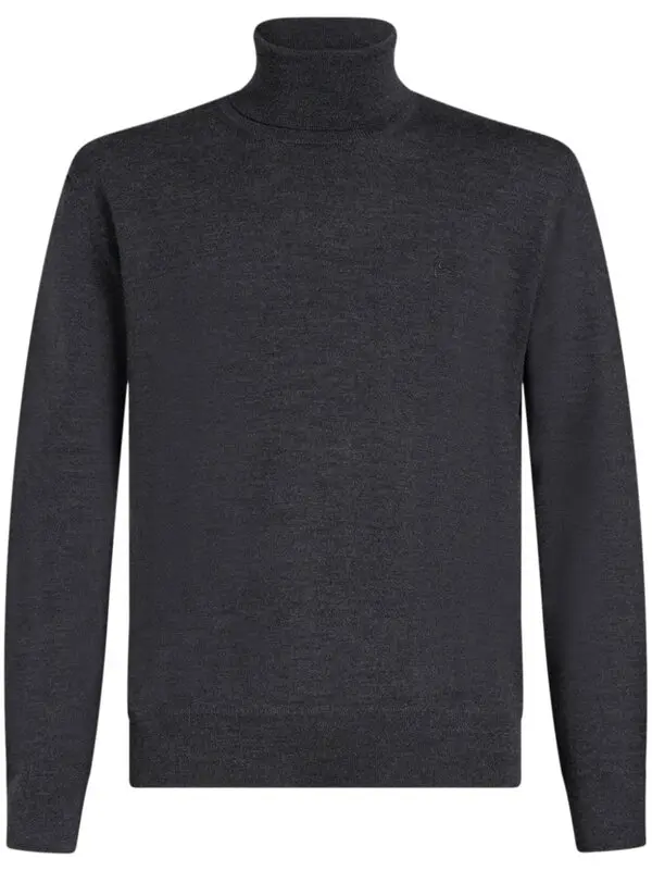 Etro Pegaso-embroidered High-neck Jumper - Grey