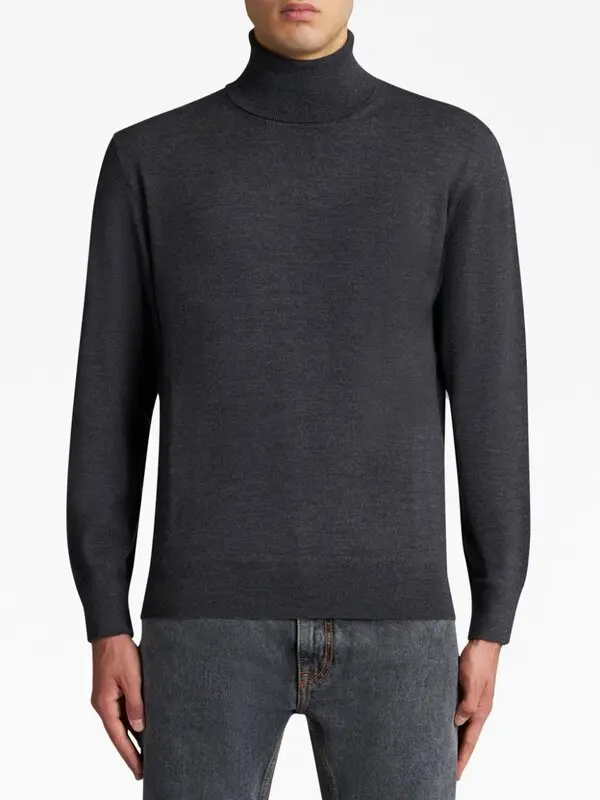 Etro Pegaso-embroidered High-neck Jumper - Grey