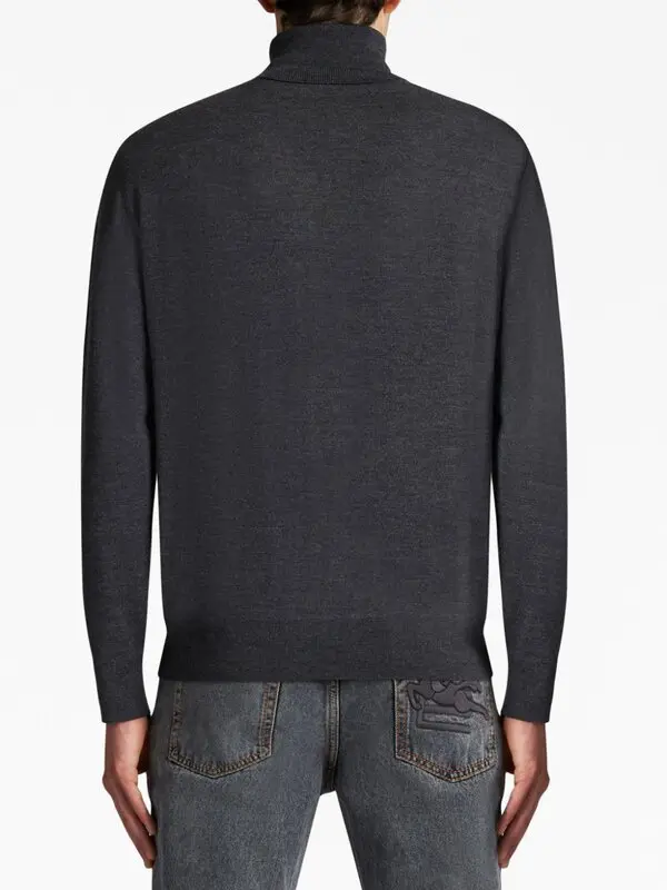 Etro Pegaso-embroidered High-neck Jumper - Grey