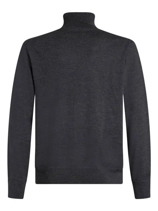 Etro Pegaso-embroidered High-neck Jumper - Grey