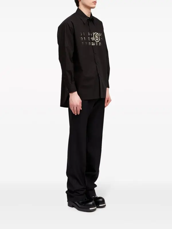 Maison Margiela Numbers-Print Cotton Shirt In Black - 36% Off