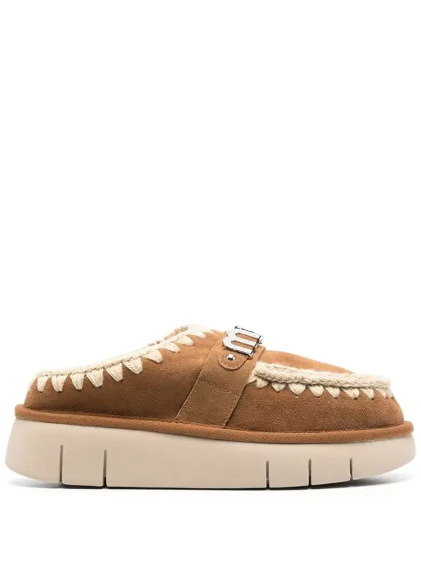 Mou Logo-plaque Chunky Slippers - Brown