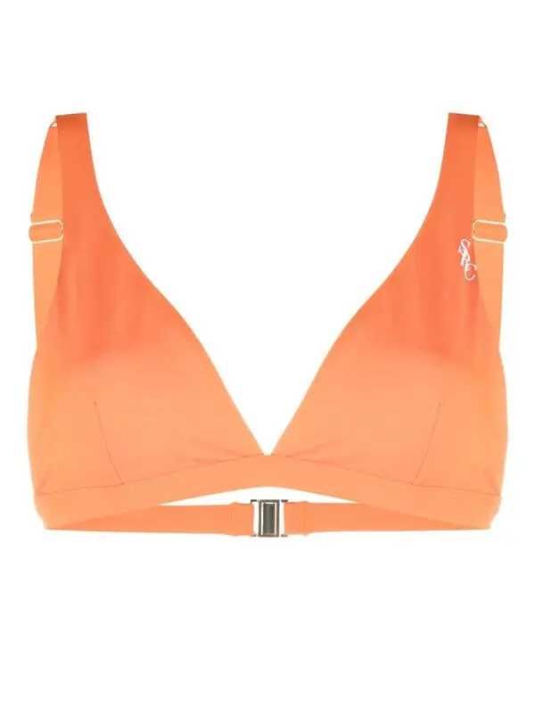 SPORTY & RICH Logo-print Triangle Bikini Top - Orange