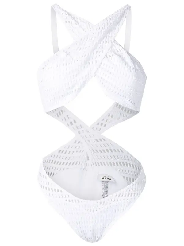 AMIR SLAMA Open-knit One-piece - White