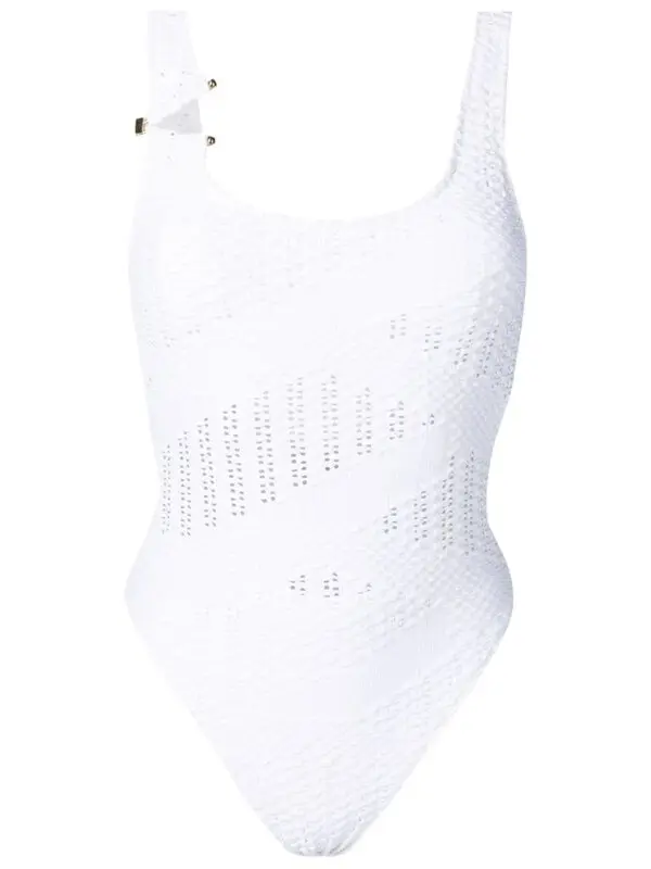 AMIR SLAMA Open-knit One-piece Swimsuit - White