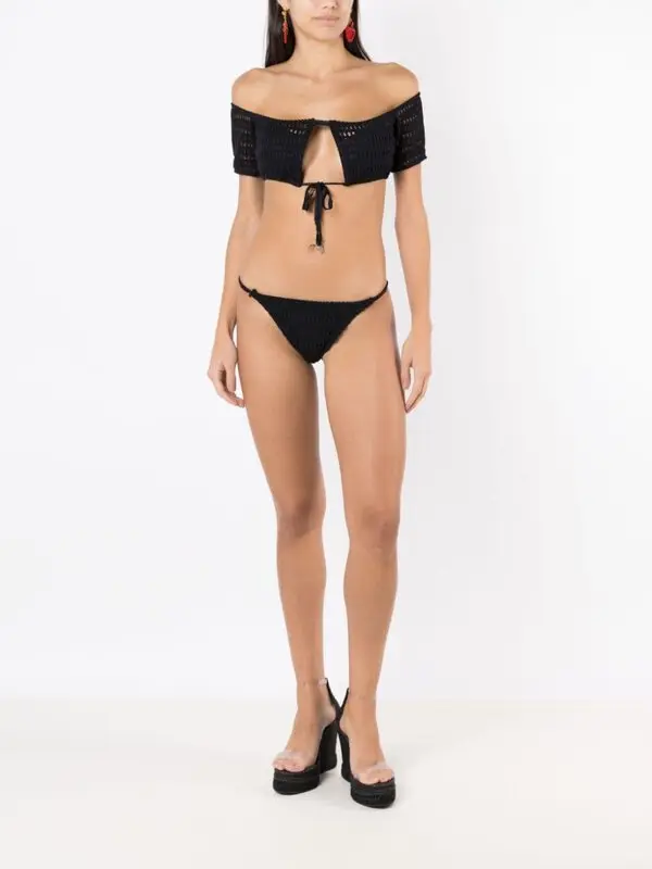 AMIR SLAMA Open-knit Off-shoulder Bikini Set