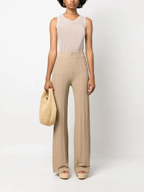 Remain Birger Christensen Soleima Knitted Flared Trousers - Neutrals