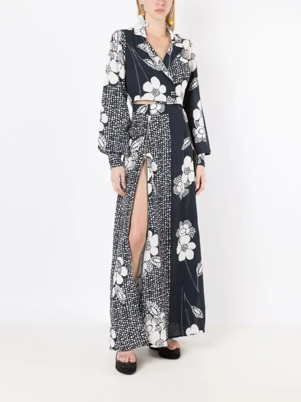 AMIR SLAMA Floral-print Cropped Shirt