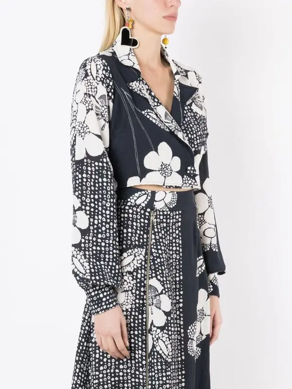 AMIR SLAMA Floral-print Cropped Shirt