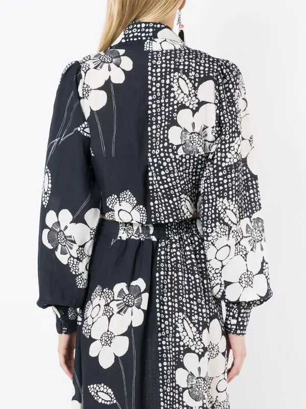 AMIR SLAMA Floral-print Cropped Shirt
