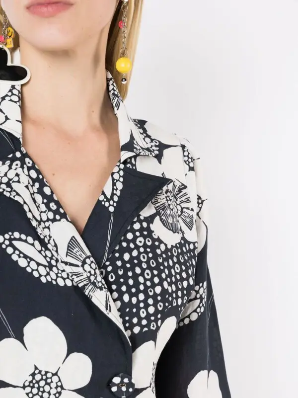 AMIR SLAMA Floral-print Cropped Shirt