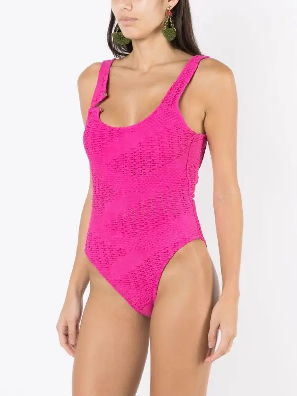 AMIR SLAMA Open-knit One-piece Swimsuit - White