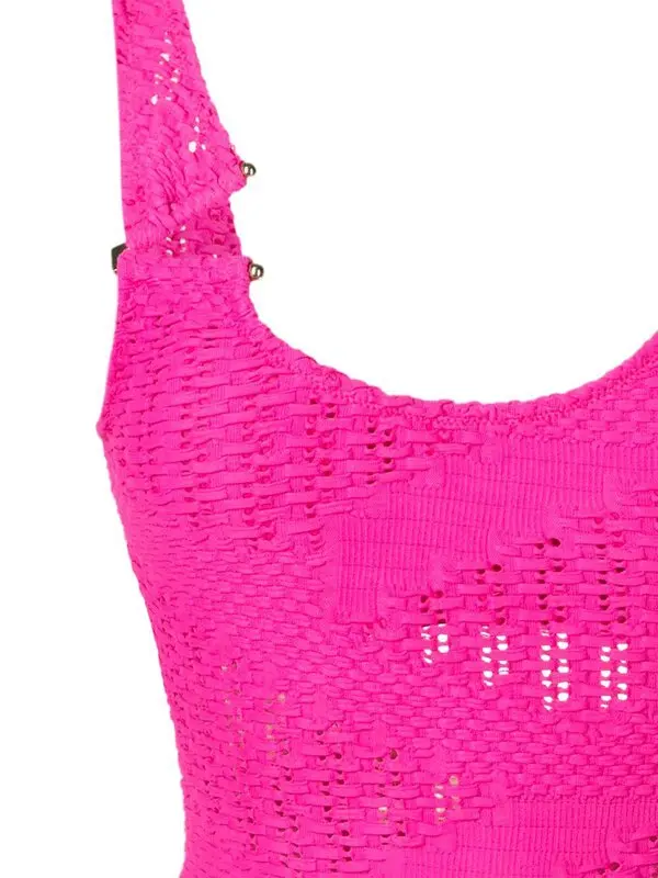 AMIR SLAMA Open-knit One-piece Swimsuit - White