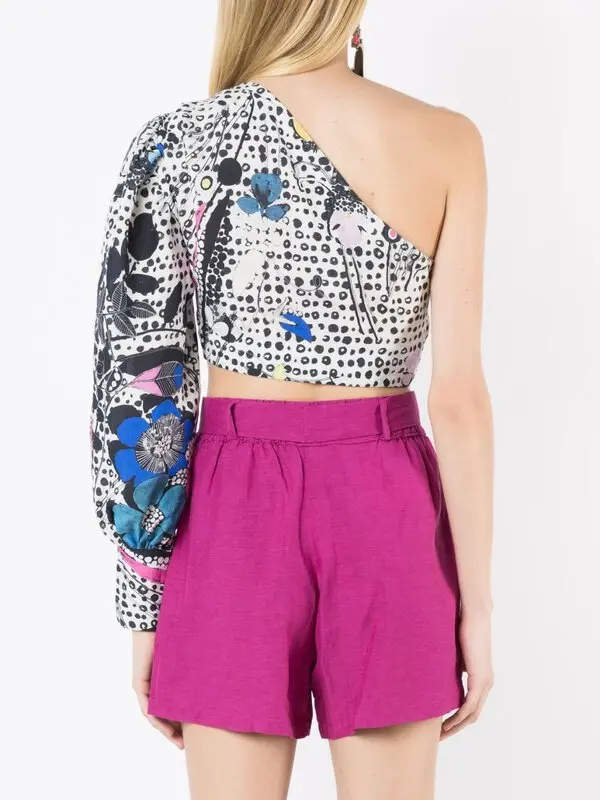 AMIR SLAMA Graphic-print One-shoulder Top