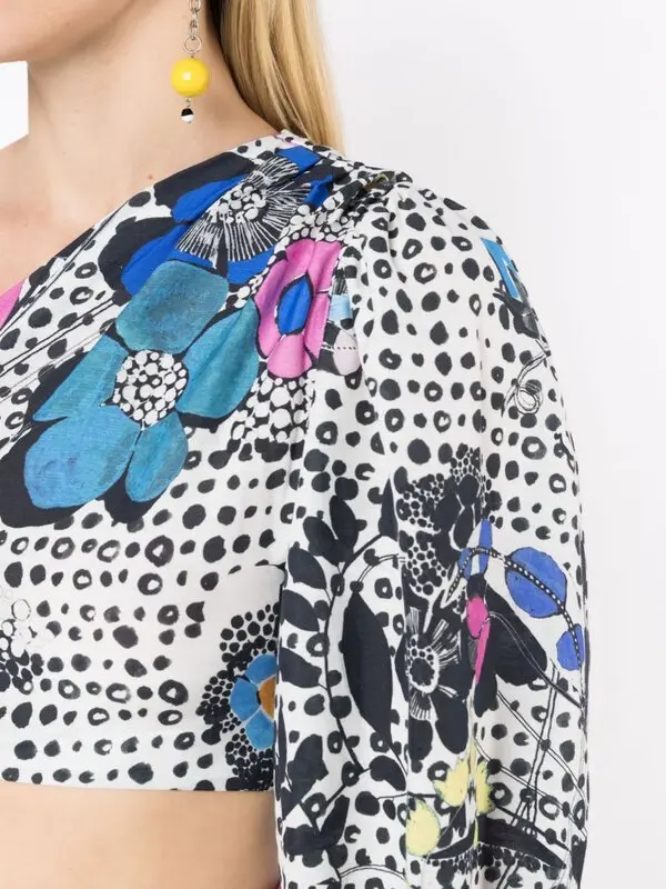 AMIR SLAMA Graphic-print One-shoulder Top