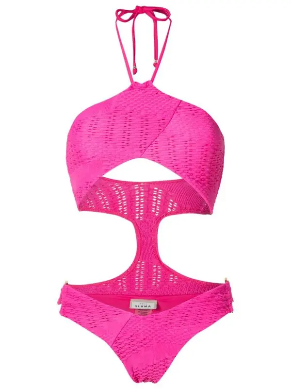 AMIR SLAMA Woven Halterneck One-piece - Pink