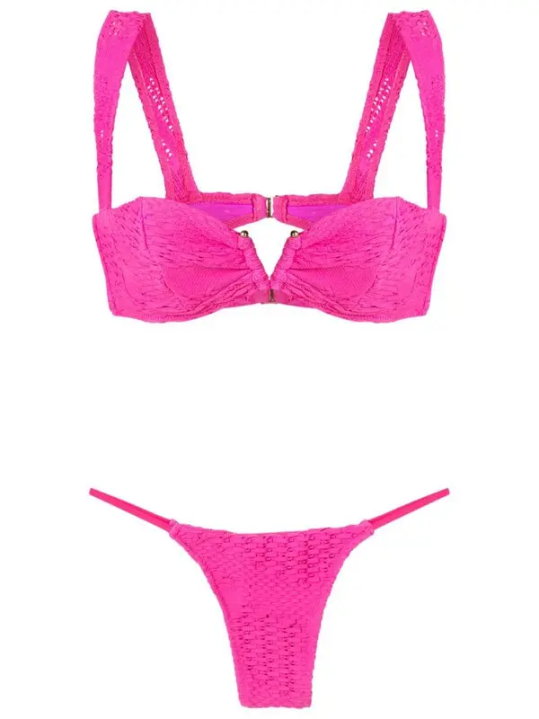AMIR SLAMA Woven Balconette Bikini Set - Pink