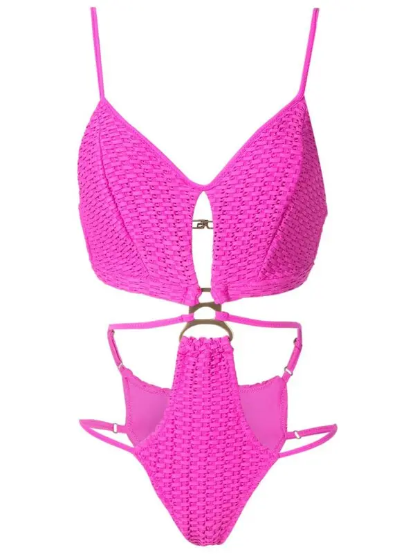 AMIR SLAMA Woven Cut-out One-piece - Pink