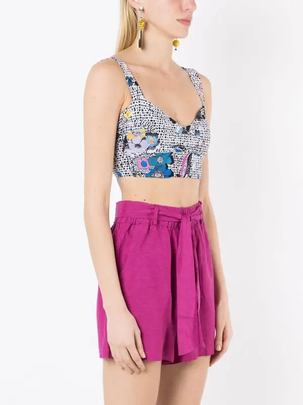 AMIR SLAMA Graphic-print Sweetheart-neck Top